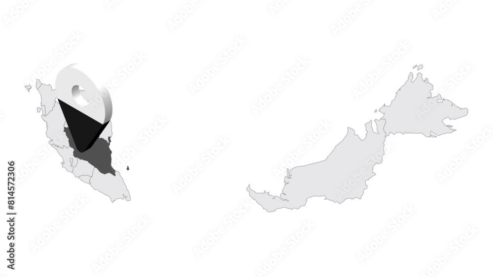 Location State of Pahang on map Malaysia. 3d Pahang flag map marker ...