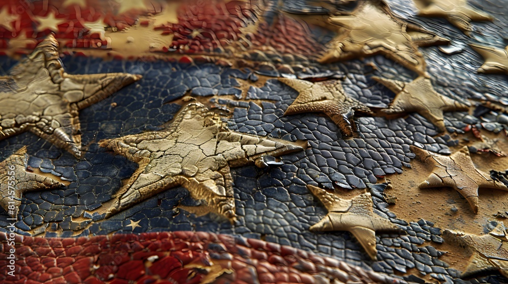 A close-up shot captures the intricate details of the stars and stripes ...