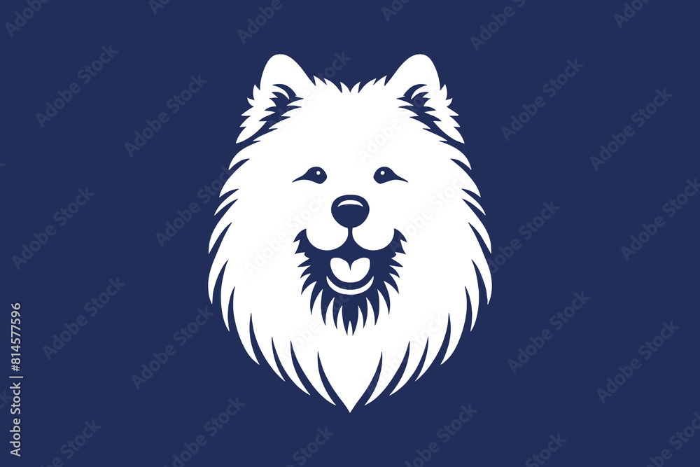 Samoyed dog. Bjelkier. Engraving vector illustration, logo, icon ...