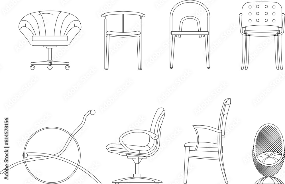 vector illustration sketch design drawing of office chair furniture ...