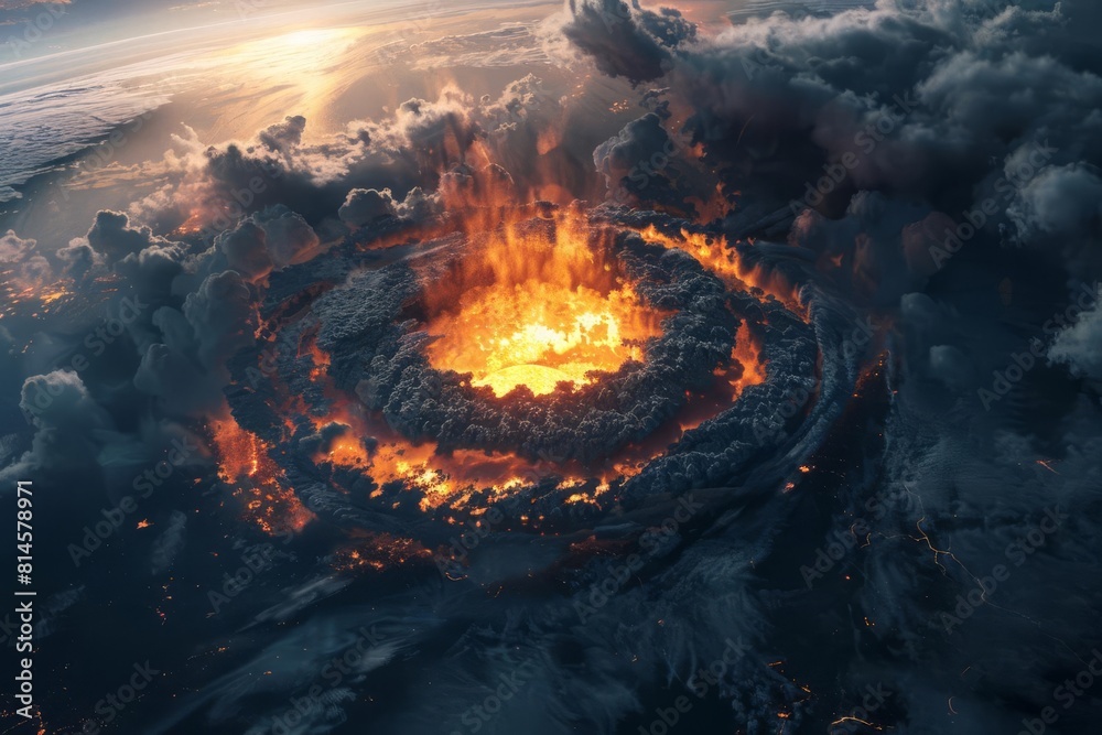 dramatic satellite view of a devastating natural disaster unfolding on ...