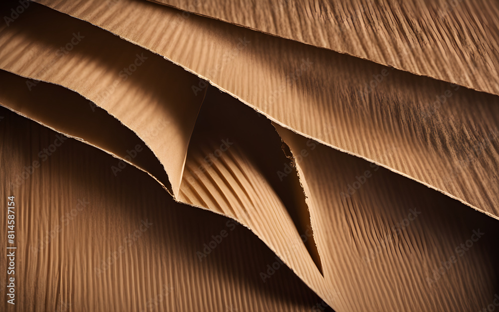 Cardboard texture close-up, showcasing its corrugated structure and eco ...