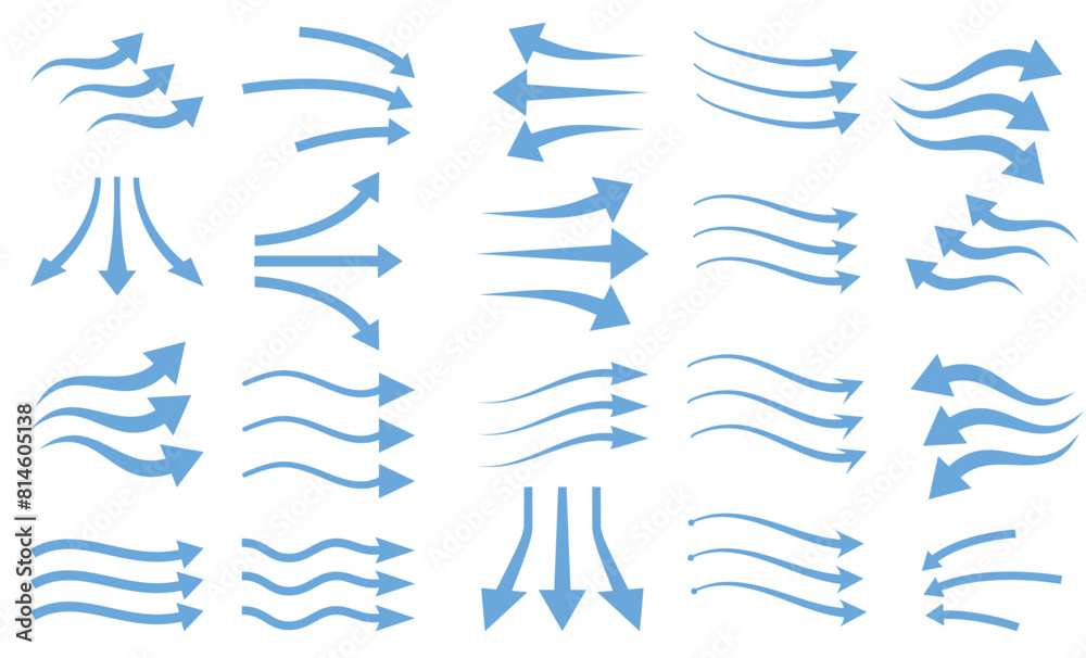 Wind Air Flow Elements, Flowing Arrow, Air Flow Direction Vector ...