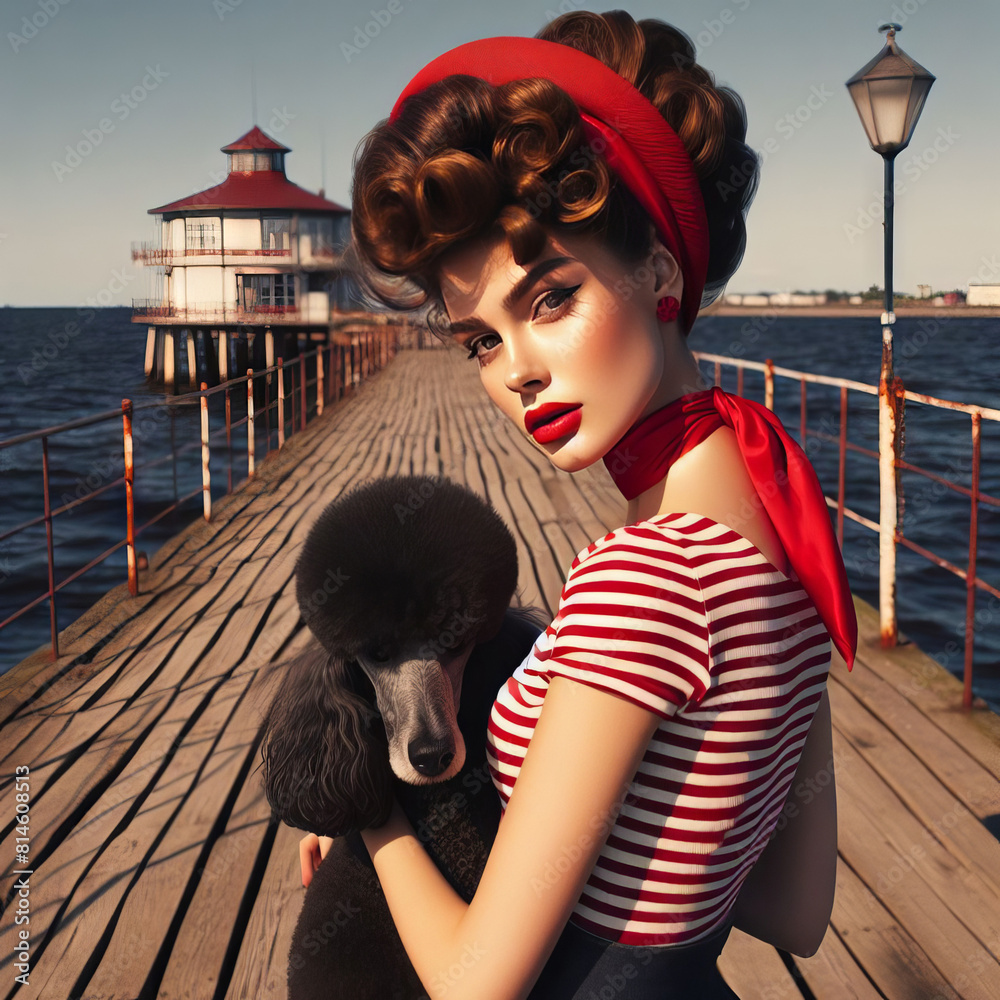 Fashion glamorous photo shoot. Retro vintage style pin-up theme ...