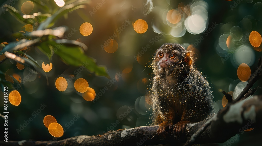 Mesmerizing shot of a Western pygmy marmoset in the wild, with ...