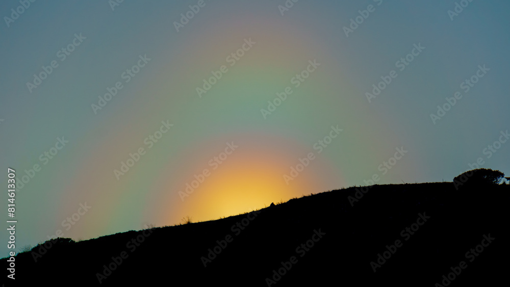 Natural phenomena of a circular rainbow called halo around the sun ...