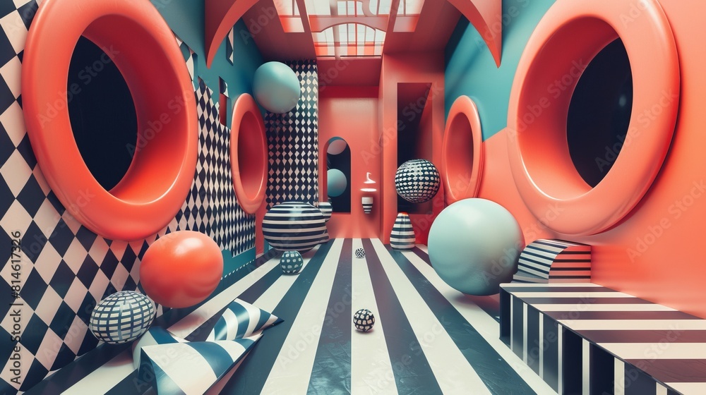 Optical illusions with colors overlapping shapes creating depth. Stock Illustration | Adobe Stock