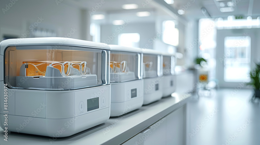 An innovative shared charging box in a hospital waiting room, with the ...