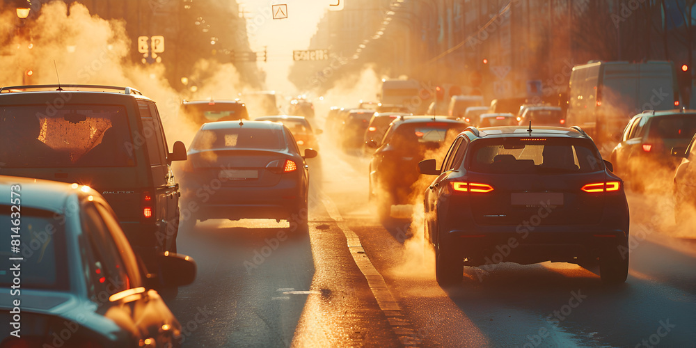 traffic in the polluted city road, Traffic congestion exacerbates ...
