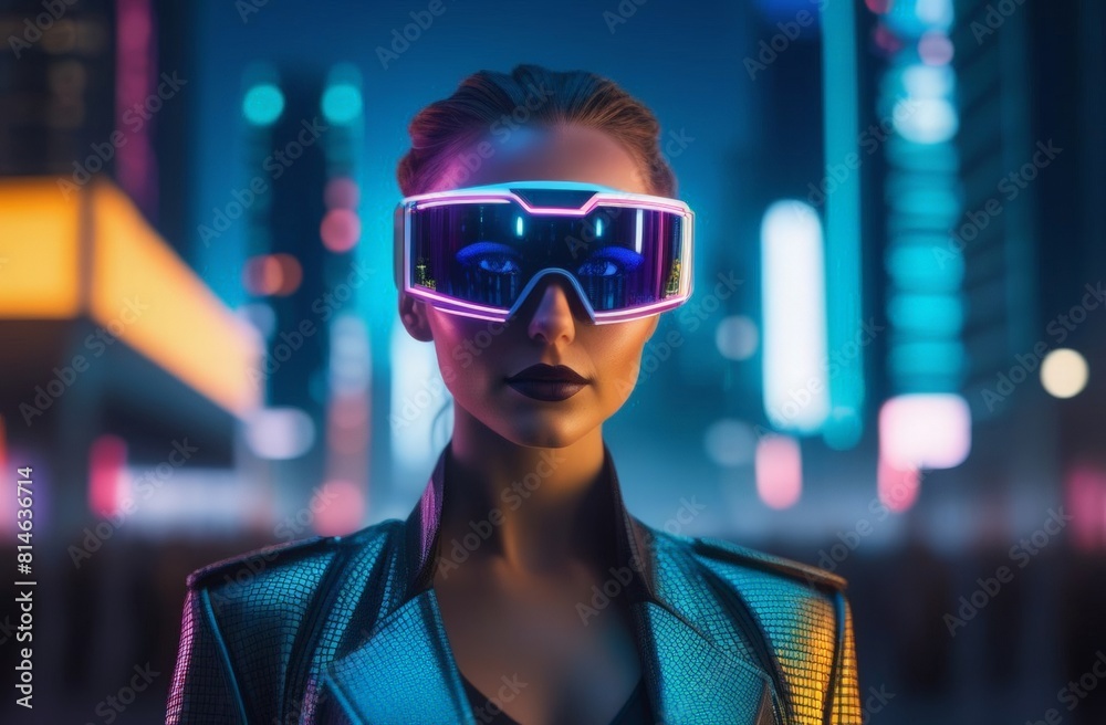 A futuristic frontal portrait woman , her appearance exudes advanced ...