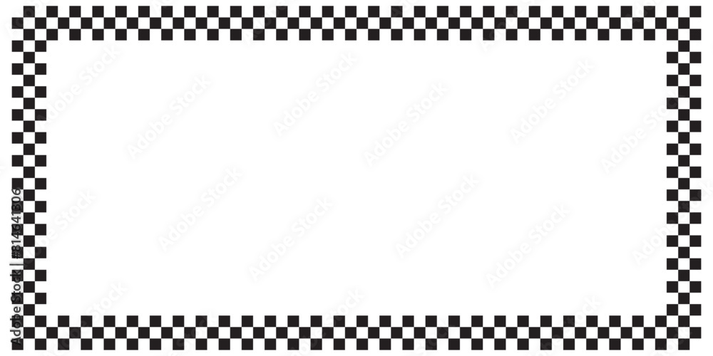 Rectangle frame with checkered print on borders. Rectangular vignette ...