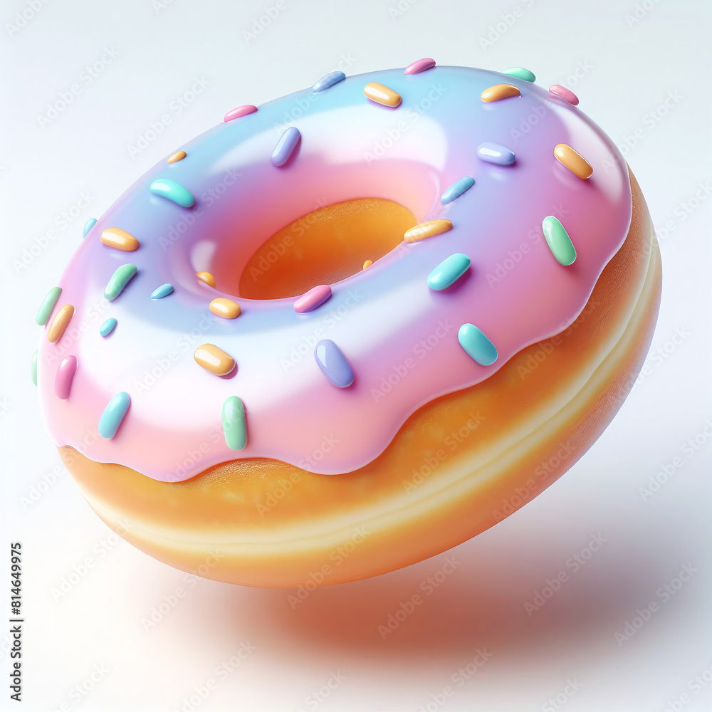 3D Watercolor Drawing of a Cute Colored Donut on a White Background ...