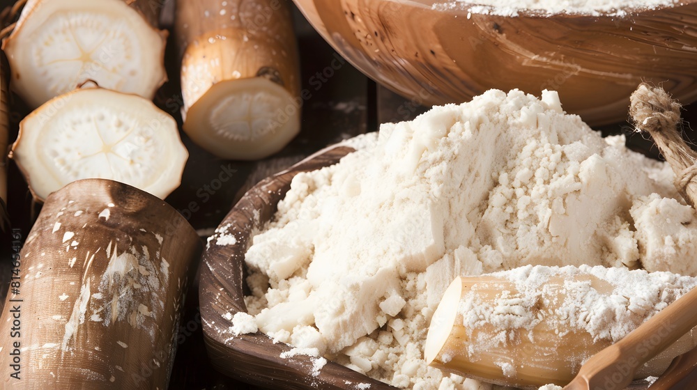 Manioc flour, a staple ingredient in Brazilian cuisine used in dishes ...