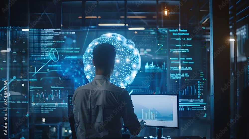 AI stands for artificial intelligence. Businessman utilizing artificial ...