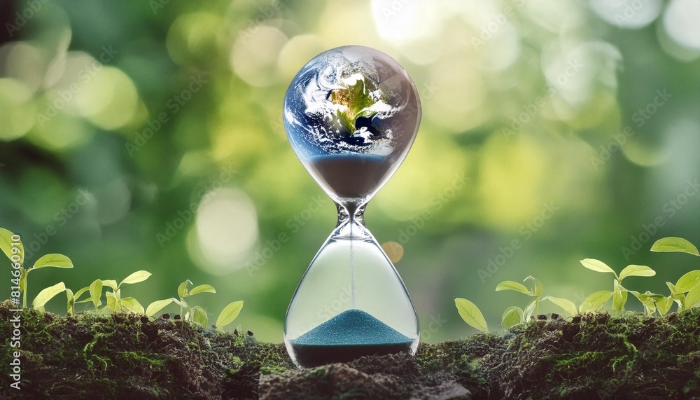 Foto de hourglass with earth globe in it world environment day earth ...