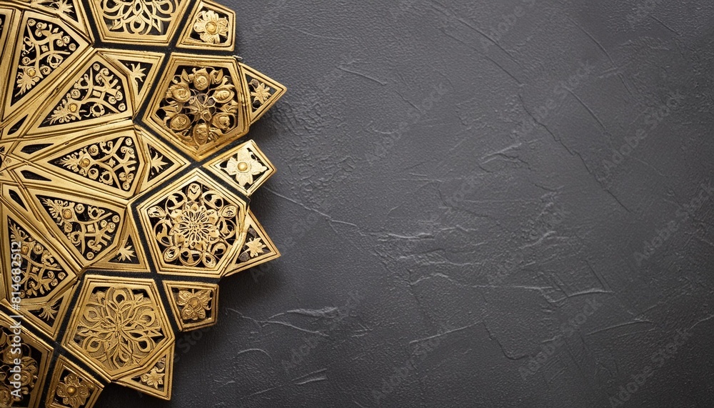 exquisite gold islamic patterns adorn a dark textured backdrop exuding ...