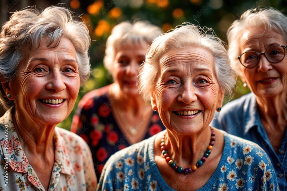 Smiling cheerful old ladies, friends teamwork senior citizens Stock ...