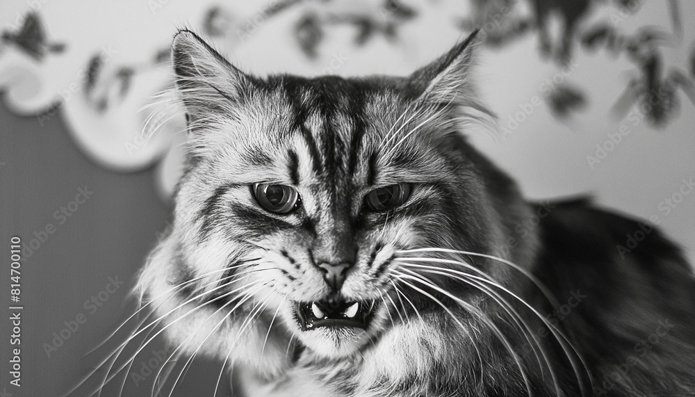 drawing black and white angry cat picture ai generated art Stock Photo ...