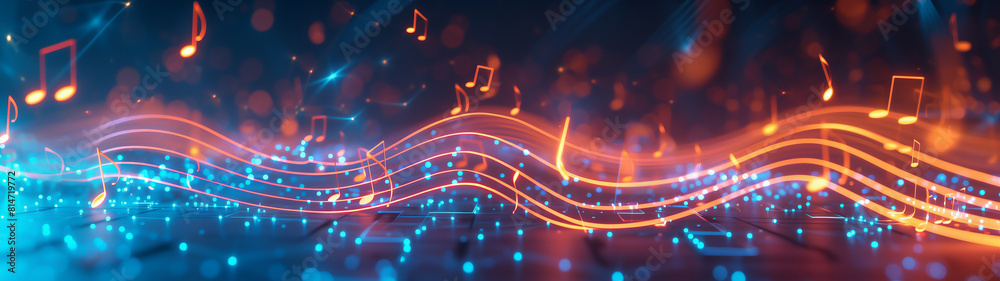 Melody flowing music wave abstract background showing colourful music ...