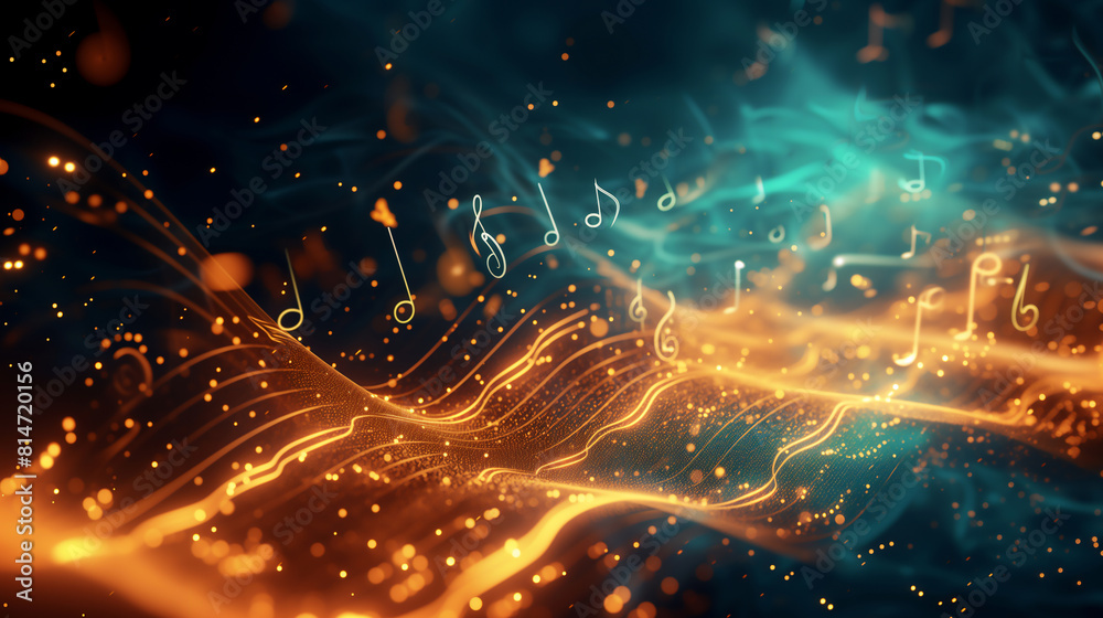 Melody flowing music wave abstract background showing colourful music ...