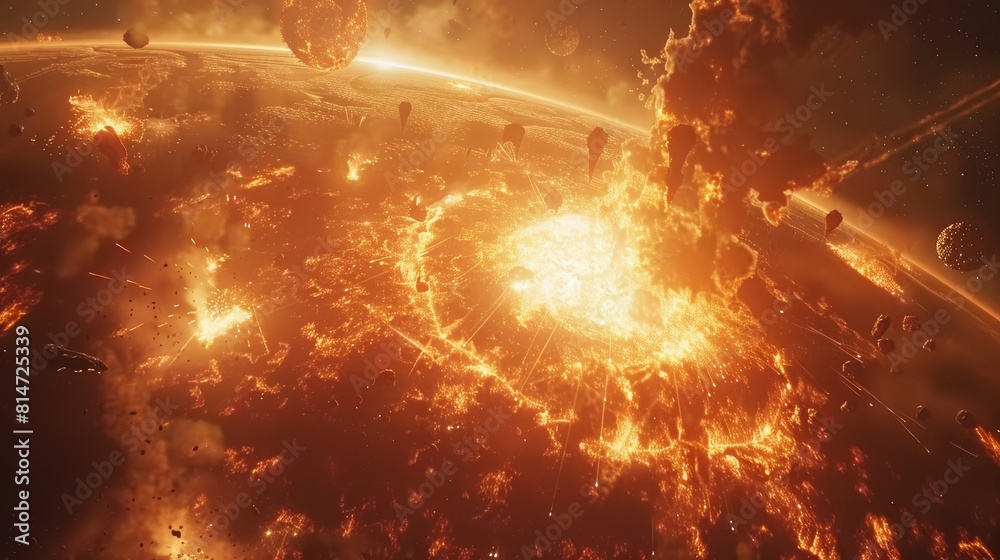 Epic cinematic scene of a supernova remnant as the backdrop for a space ...