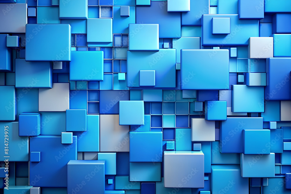 Blue background with squares of different sizes. Vibrant background ...