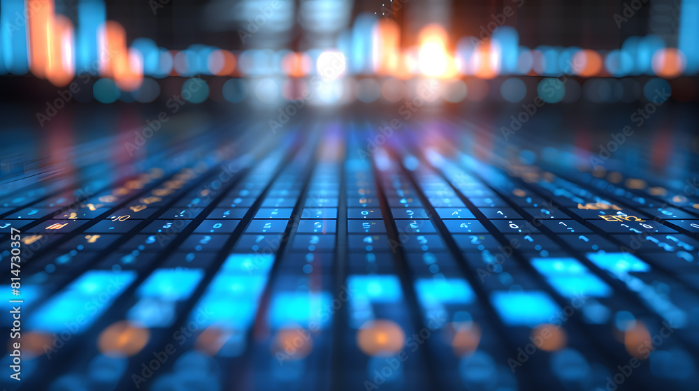 digital stock market graph with blue and white lines, business ...