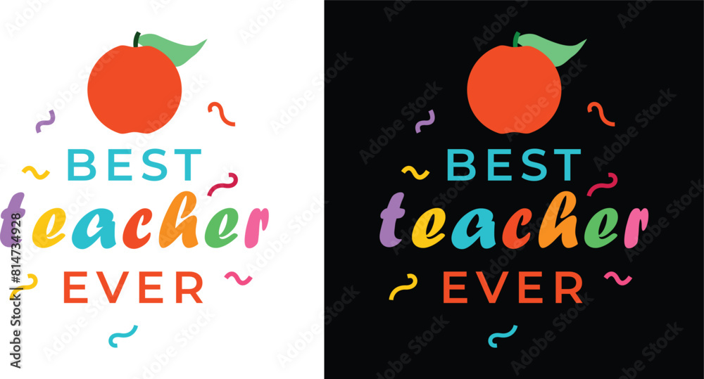 Vector drawing Best teacher print for clothes vector text poster banner ...