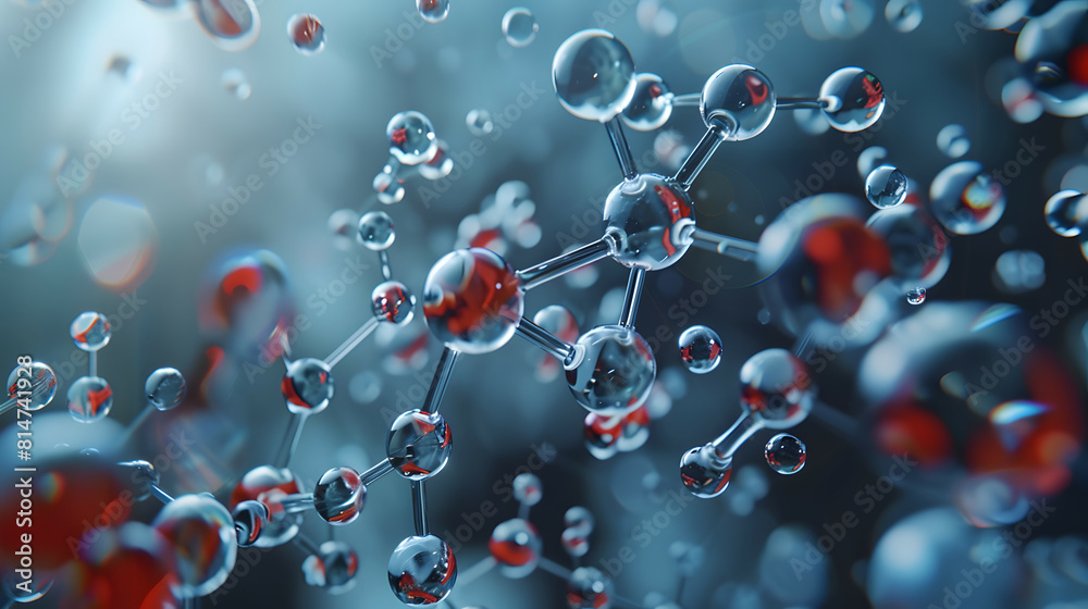 3d render of water molecules are made up of 1 oxygen atom and 2 ...
