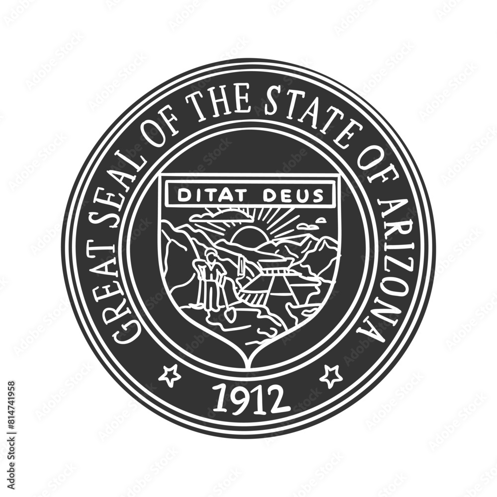 State Seal Icon Silhouette Illustration. Arizona Vector Graphic ...