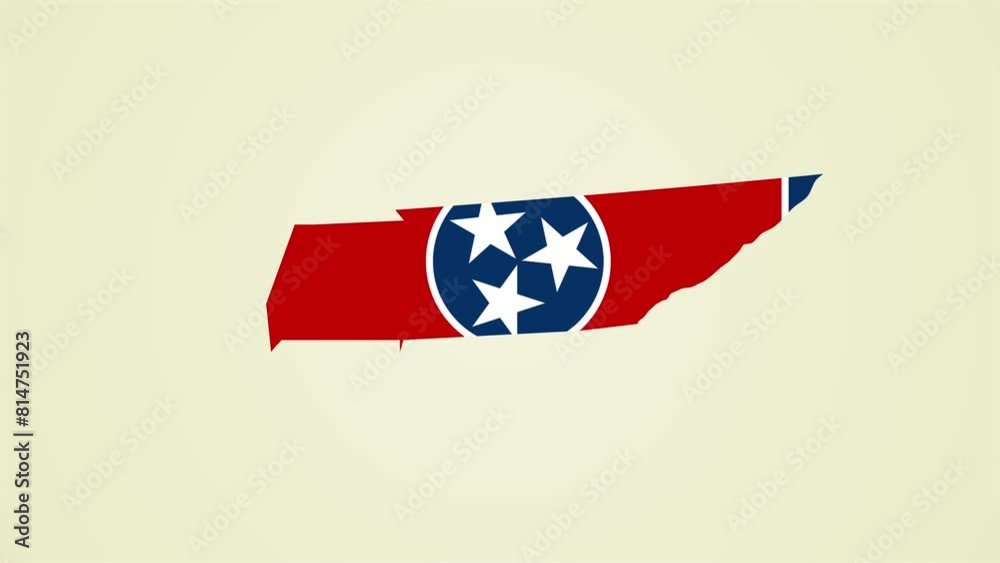 Tennessee state flag United States map outline zoom in animation Stock ...