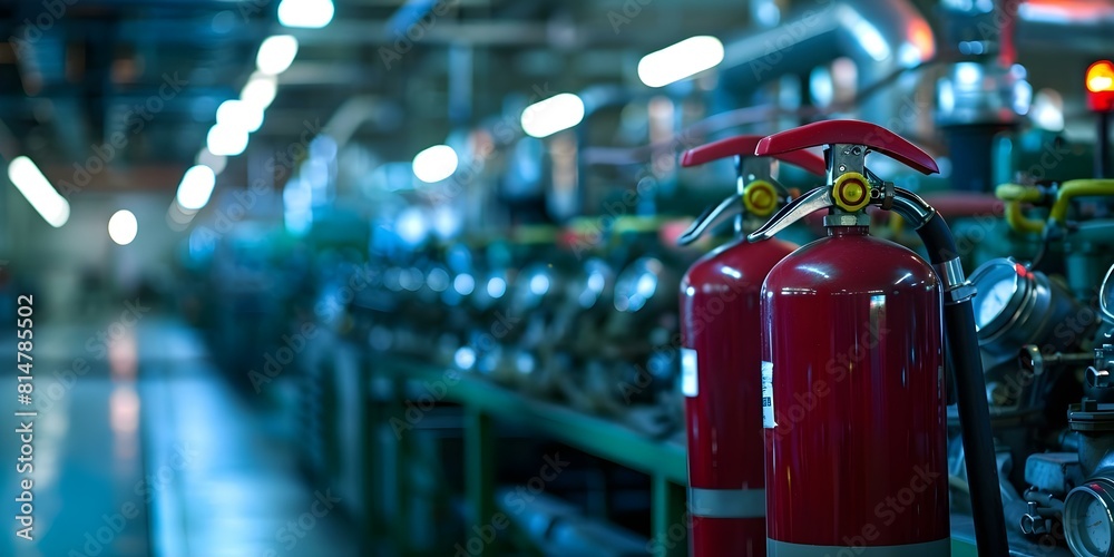 Image of fire extinguishers in a factory showcasing workplace safety ...