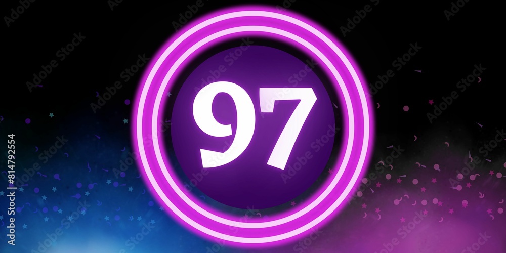 Number 97. Banner with the number ninety seven on a black background ...