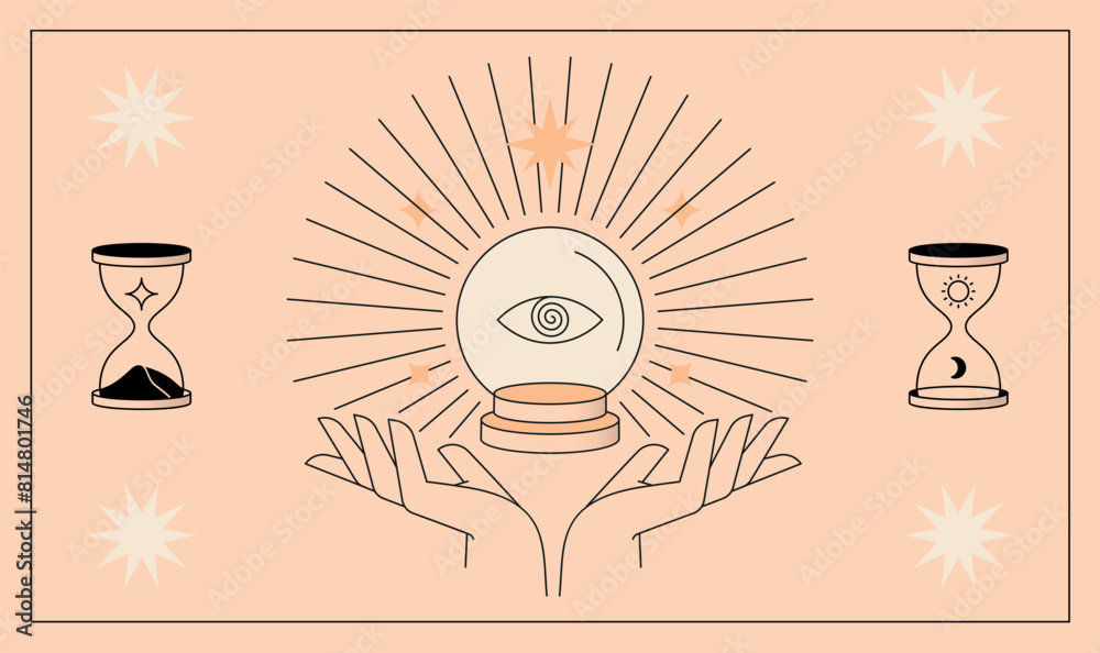 Vector Linear Illustration Related to Foretelling the Future in a Magic ...