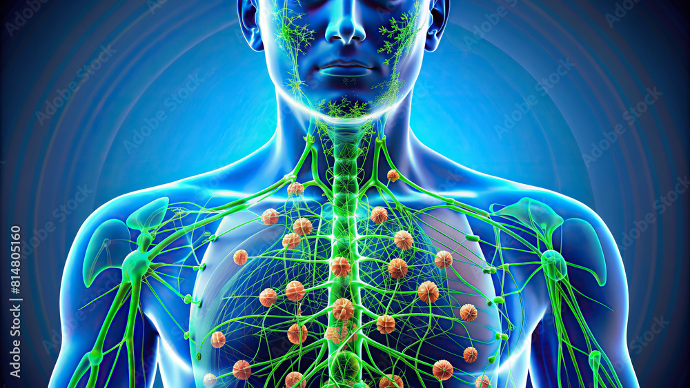 Detailed image highlighting lymph nodes and their function in filtering ...