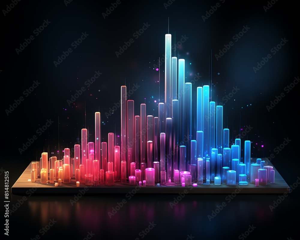 Sales performance bar graph, theme business results, top view, sales ...