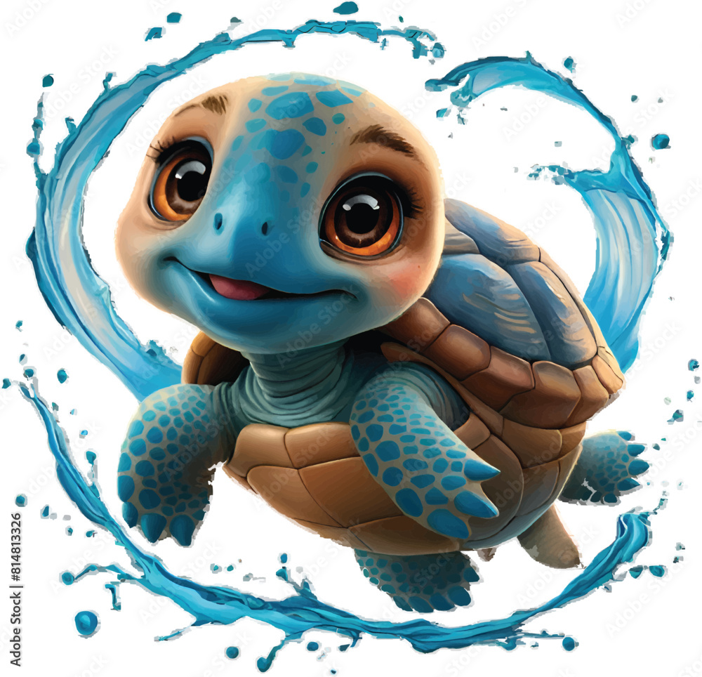 Vector T-shirt Design. Sea turtle. Realistic, artistic, colored drawing ...