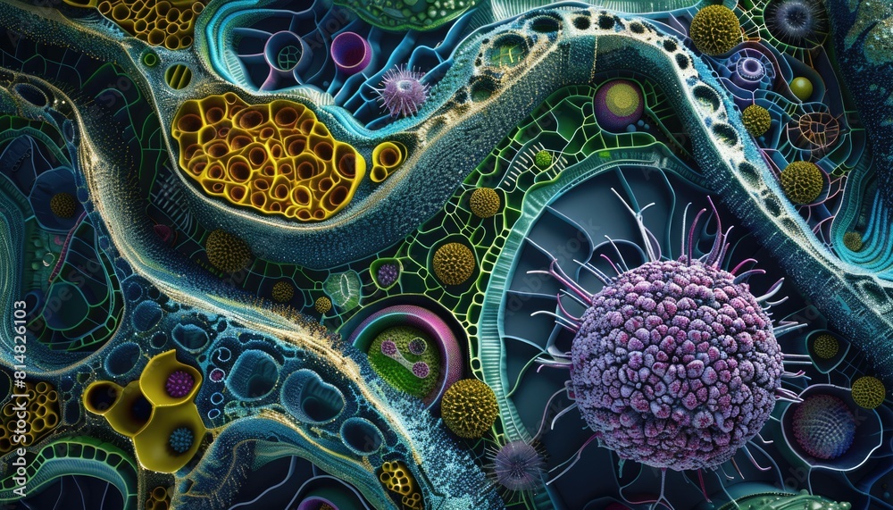 Plant Cell Wall. Top View A highly detailed 3D rendering of a plant ...