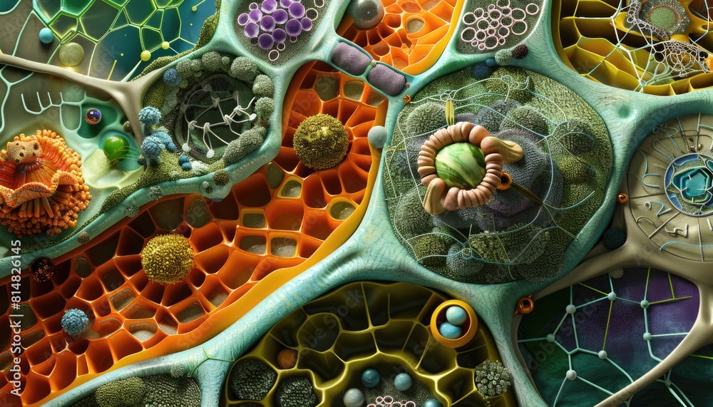 Plant Cell Wall. Top View A highly detailed 3D rendering of a plant ...