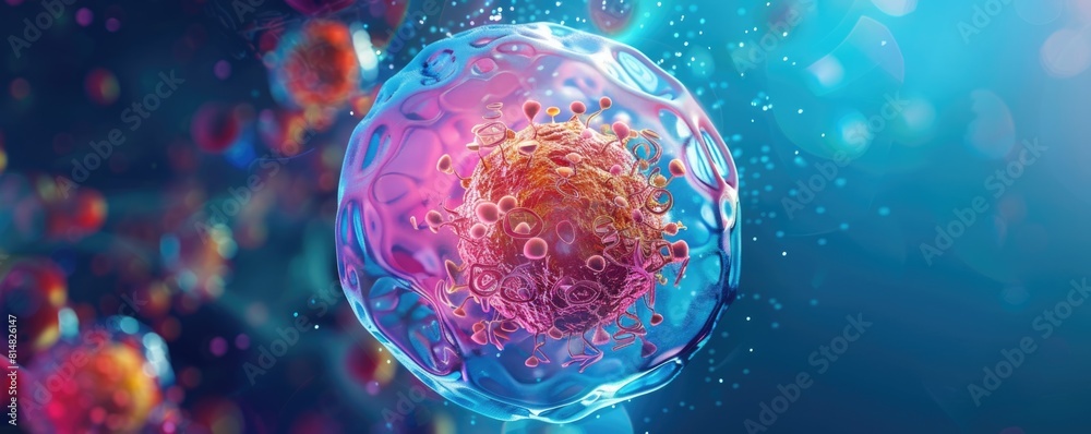 Leukemia Cell. Top View A highly detailed 3D rendering of a leukemia ...