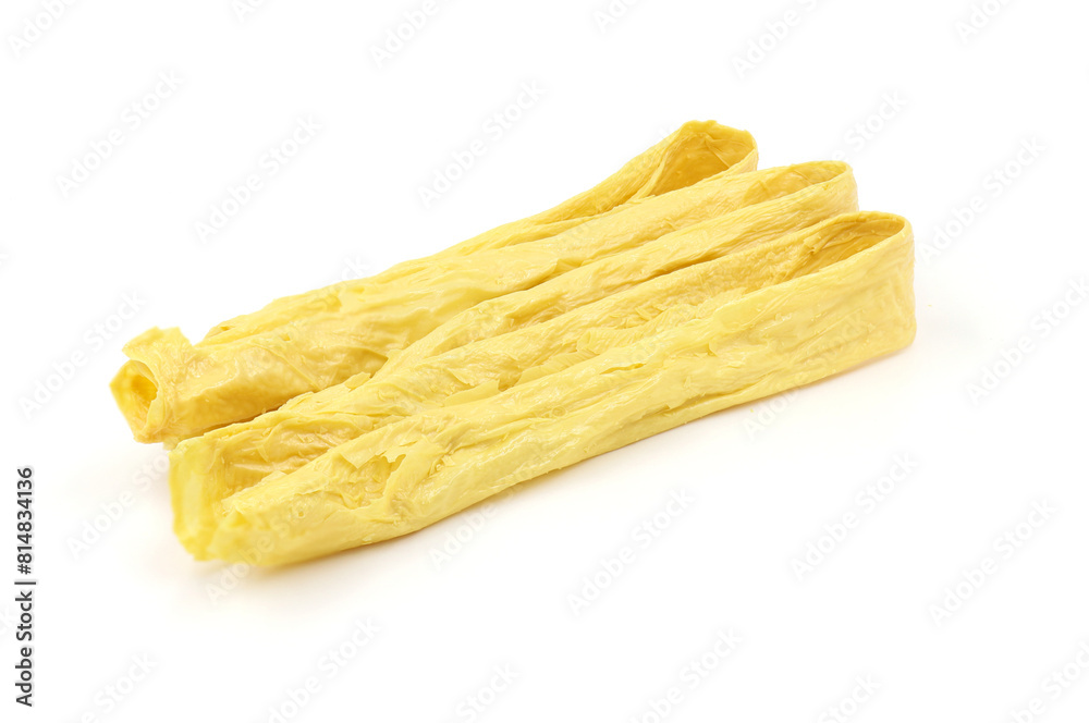 Tofu skin on a white background. Dried yuba sticks or Fuzhu on white ...