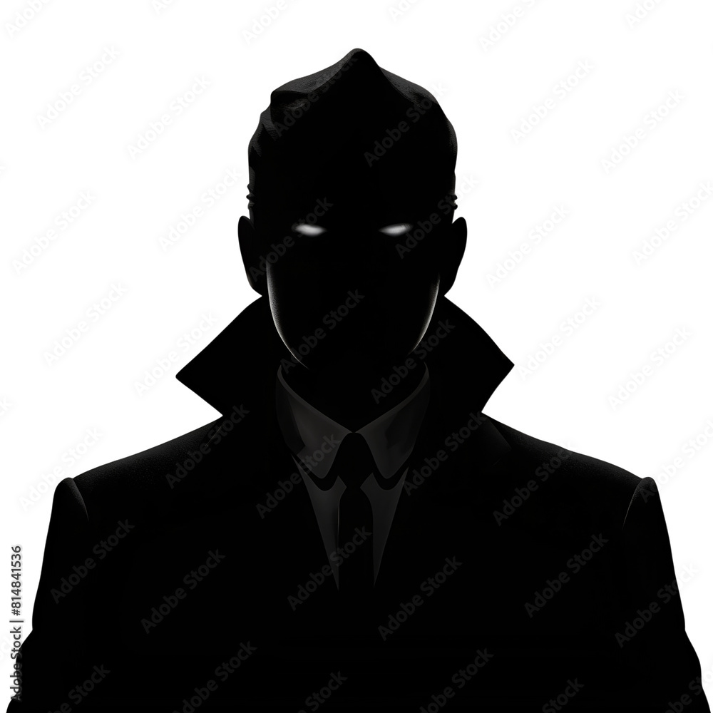 Secret Agent Silhouette Black on transparent Background Stock ...
