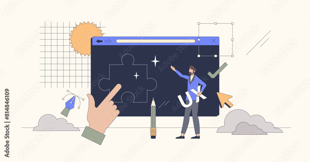 UI or UX design development for website tiny person neubrutalism ...