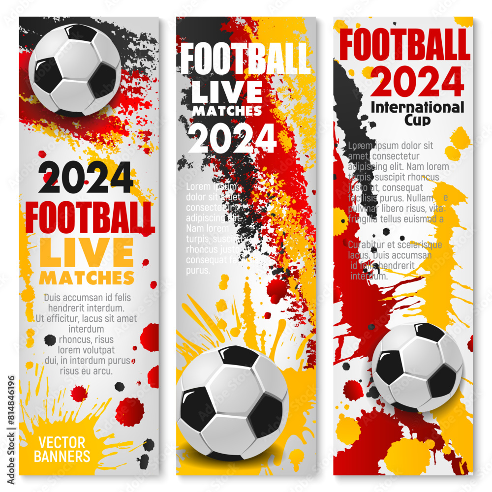 Euro soccer cup Germany 2024. Dynamic vector banners for football sport ...