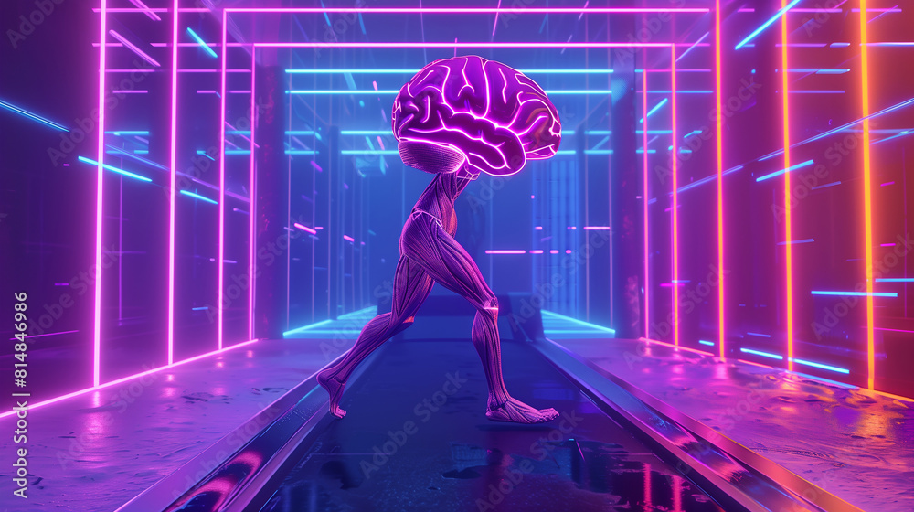 Human brain walks on its feet engraving Stock Illustration | Adobe Stock