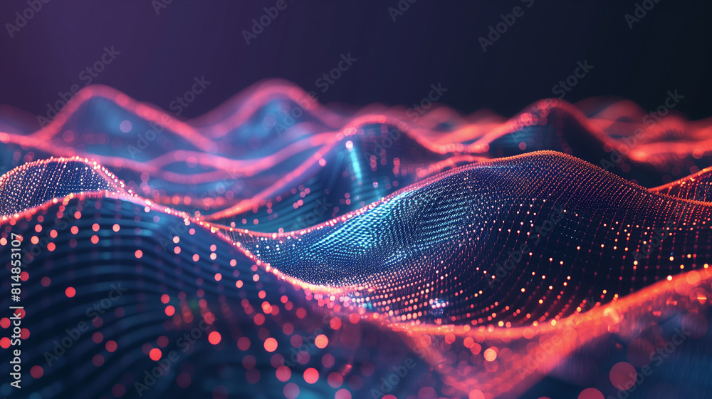 The image is a computer generated image of a wave with a lot of ...