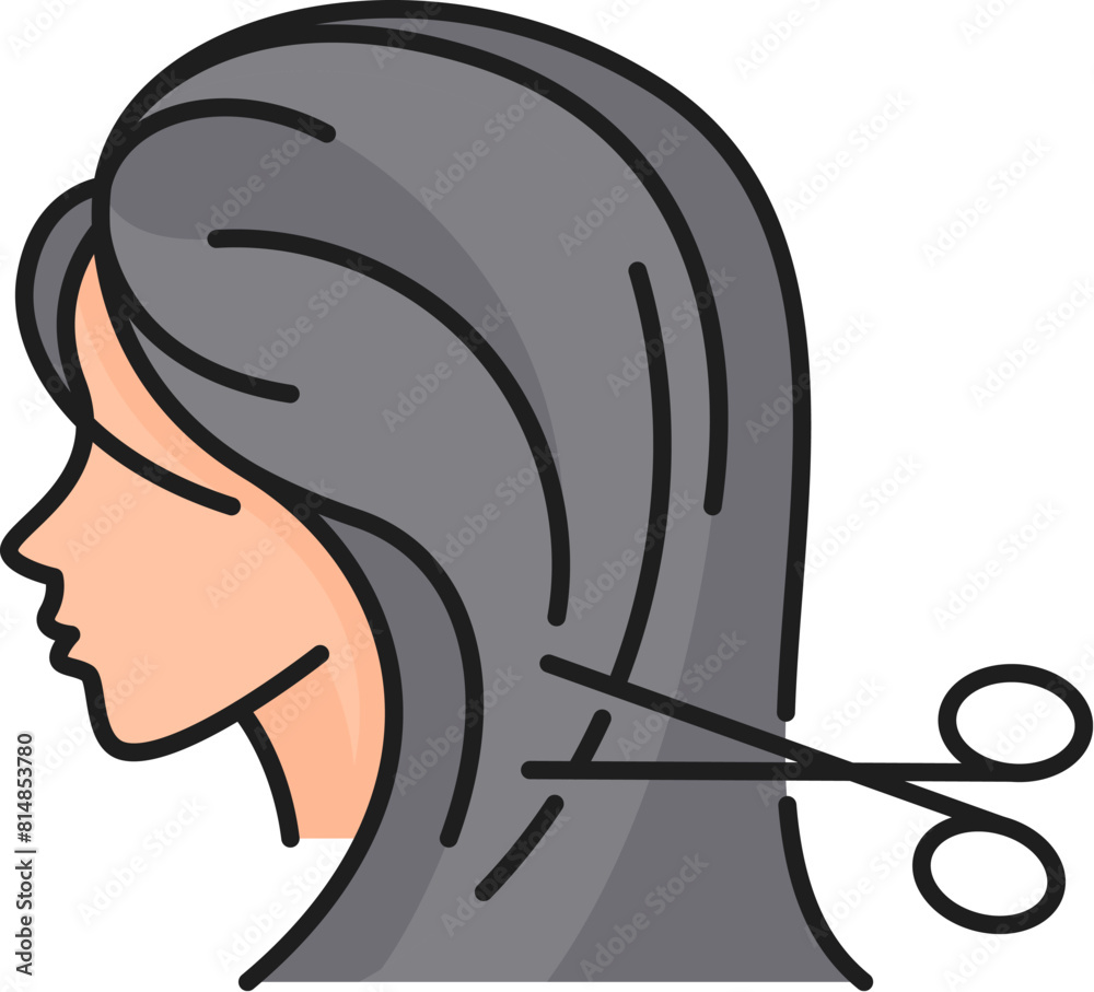 Hair care and treatment thin line color icon. Hair health treatment ...