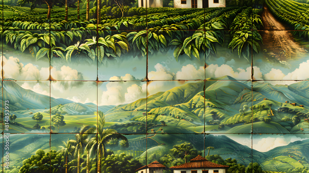 Colombian Coffee Plantation Tiles: Photo Realistic Concept Showcasing ...