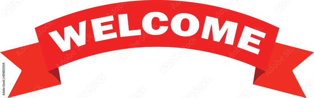 Welcome Curved Red Ribbon, welcome ribbon, Welcome sign Stock Vector ...