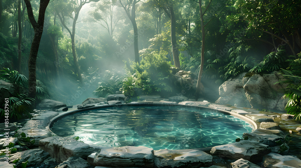 Secluded Forest Hot Spring Enclave: Tranquil Relaxation Getaway in Lush ...